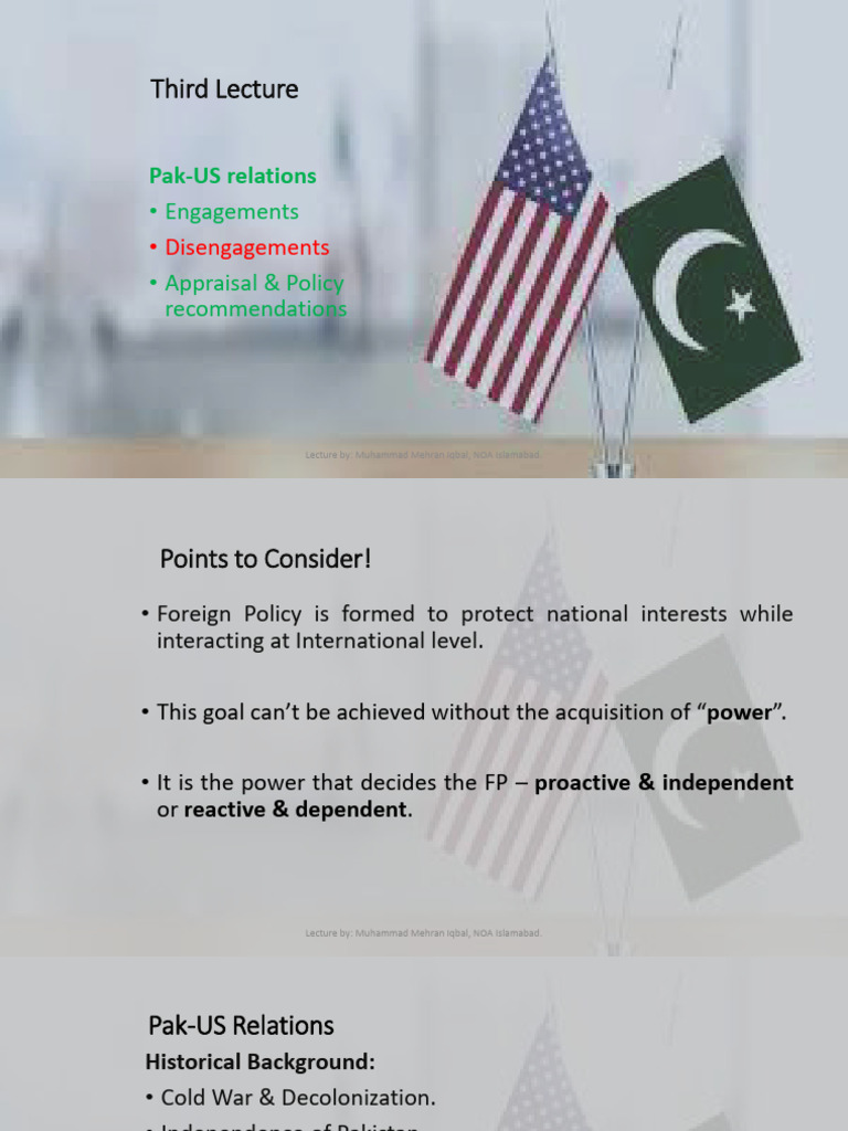 Lecture 3 Pak - US Relations | PDF | Pakistan | Politics