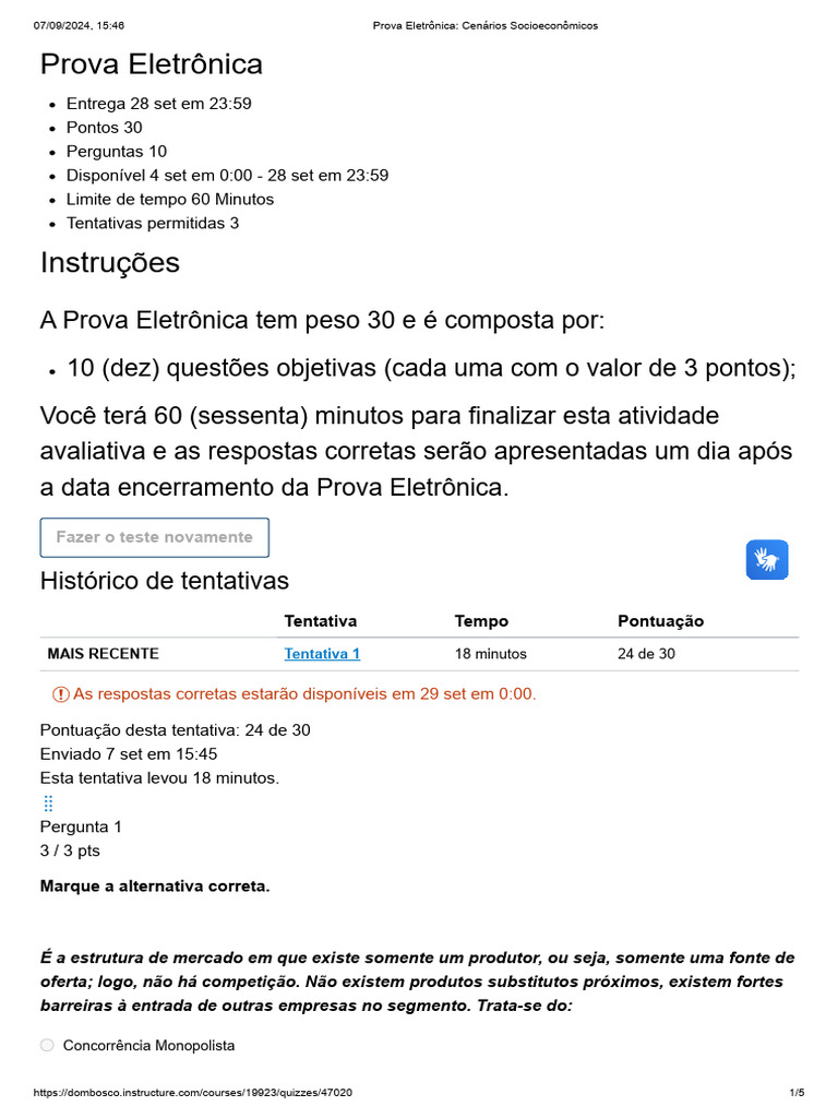 Prova cenários Econômicos | PDF