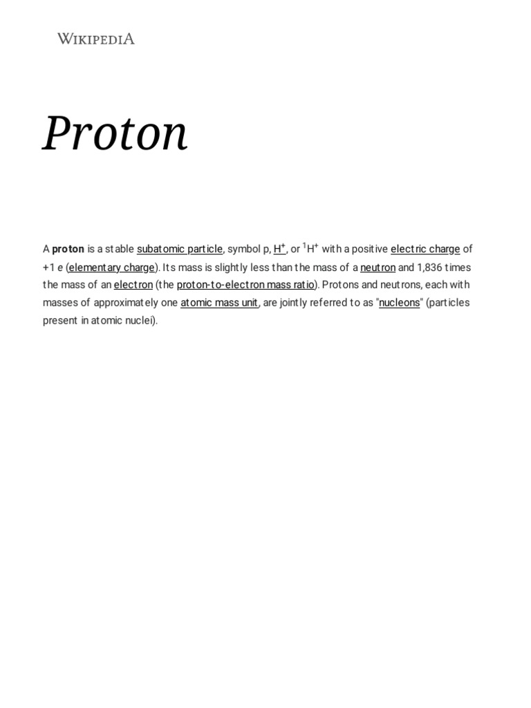 Proton - Wikipedia | PDF