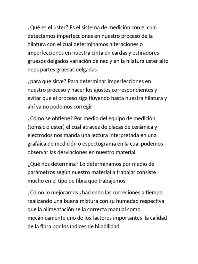 Qué Es El Uster | PDF