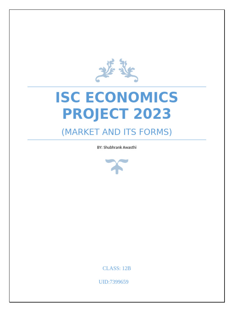 ISC 2023 Economics Project-1 | PDF