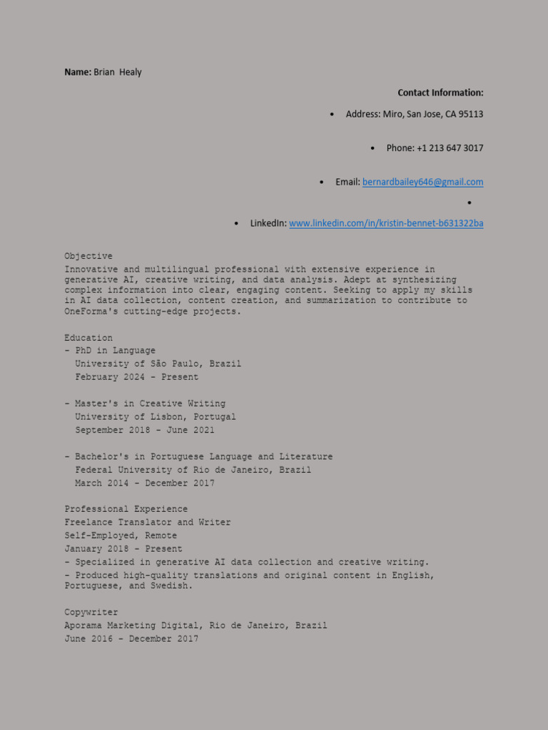 Oneforma CV PDF | PDF