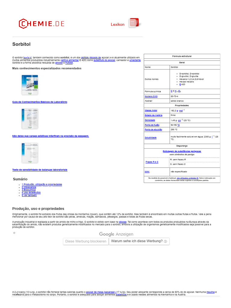 Sorbitol E420 | PDF