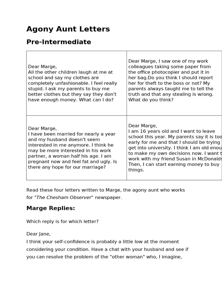 Agony Aunt Letters | PDF