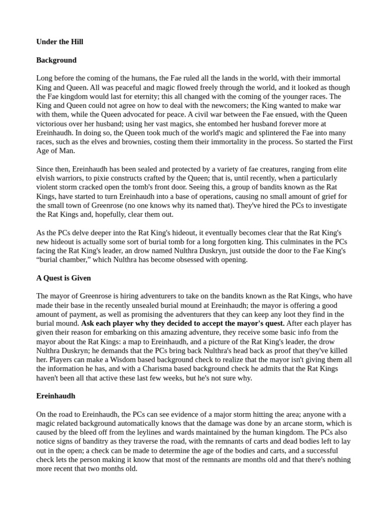 13th Age Under the Hill | PDF