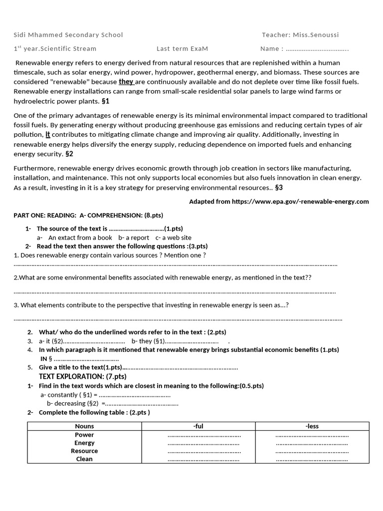 1ST - Exam.last Term | PDF