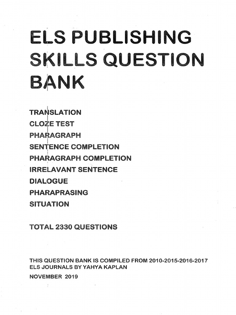 ELS - Skills Question Bank | PDF