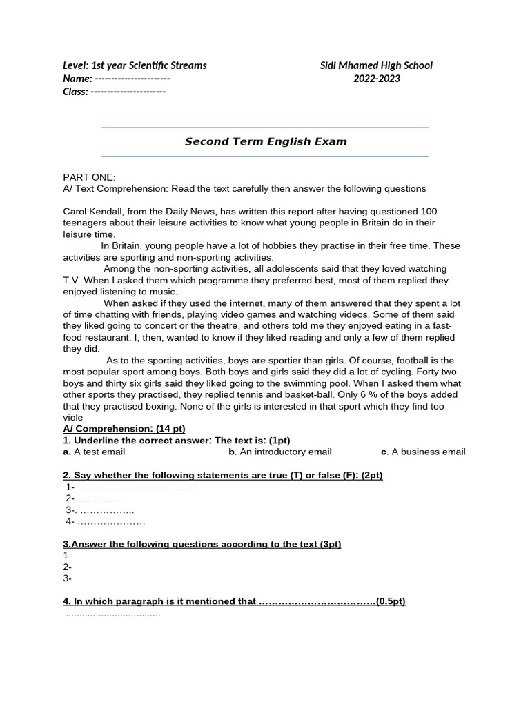 Level 1 ST Seconnd EXAM Preparation | PDF