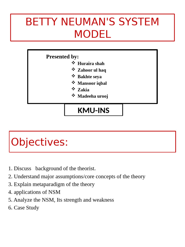 BETTY NEUMAN'S SYSTEM MODEL Grouph-6 | PDF
