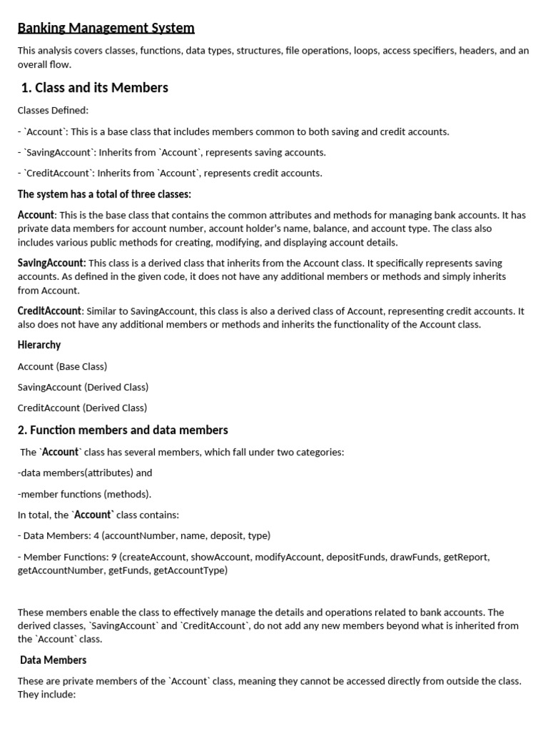 Banking Management System | PDF | Class (Computer Programming) | Computers