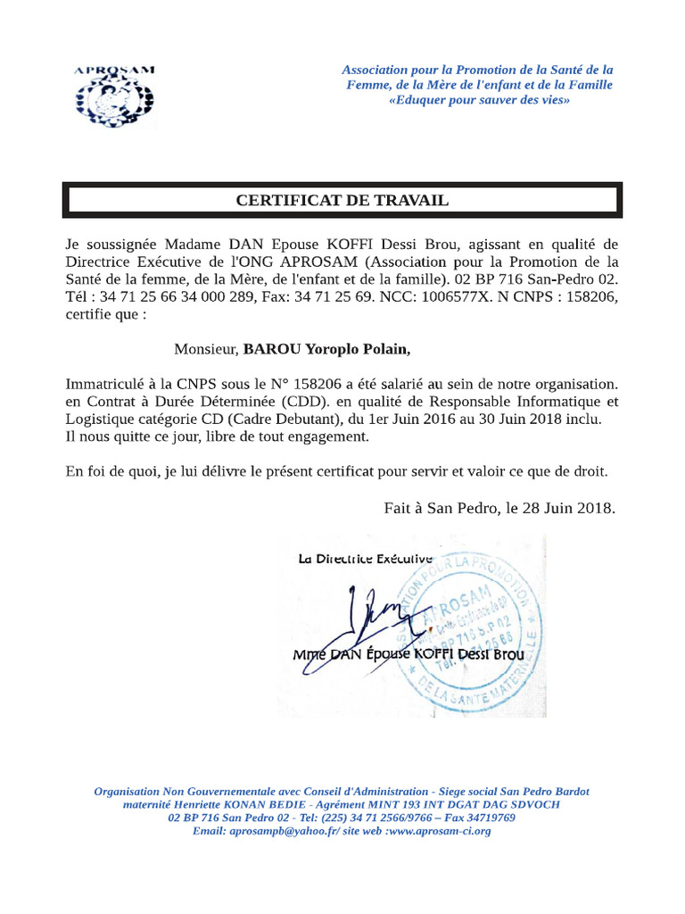 Certificats Et Attestations de Travail 1 | PDF