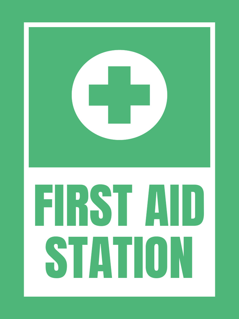 Green and White Bold First Aid Station Metal A-Frame | PDF