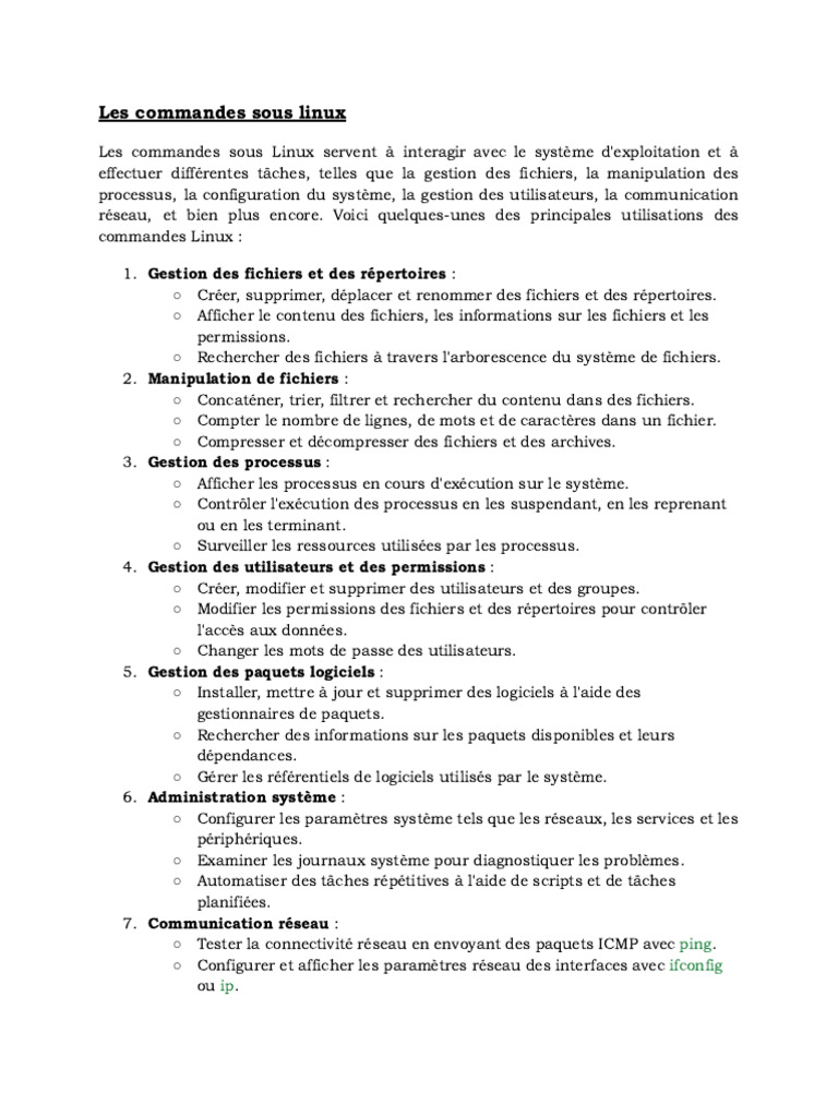 Les Commandes Sous Linux | PDF