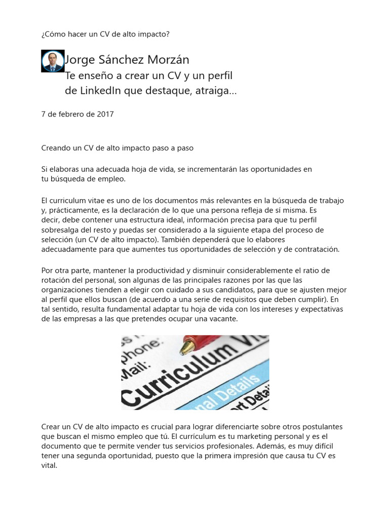 L4. Cómo Hacer Un CV de Alto Impacto | PDF