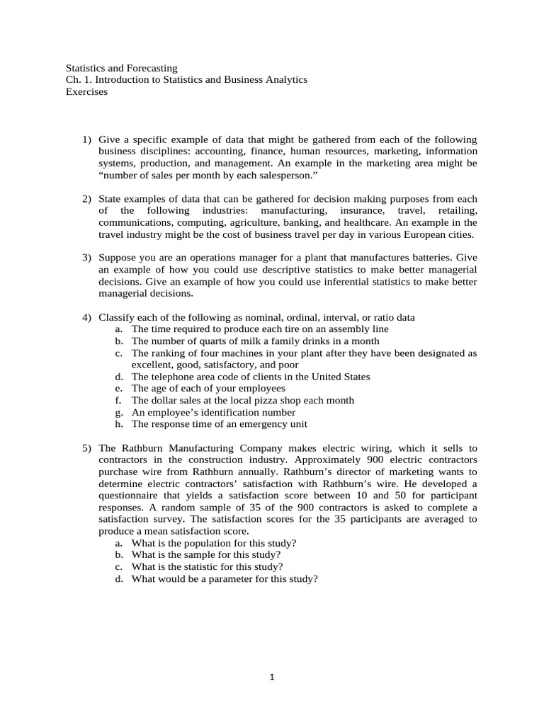 Ch. 1. Exercises. (Introduction) | PDF