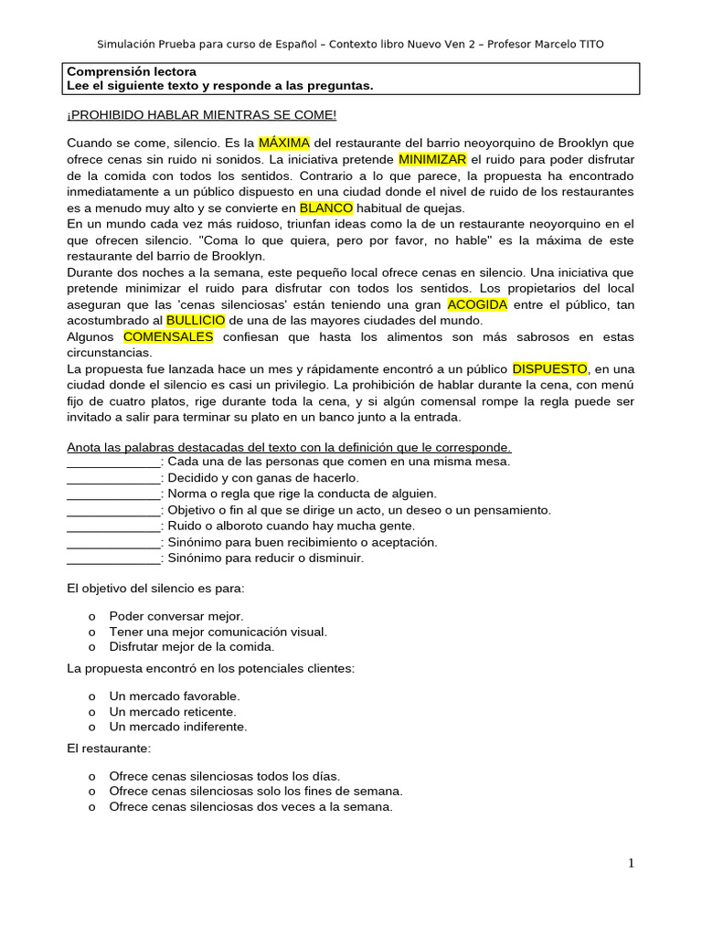 Comprensión Lectora Lee El Siguiente Texto y Responde A Las Preguntas | PDF
