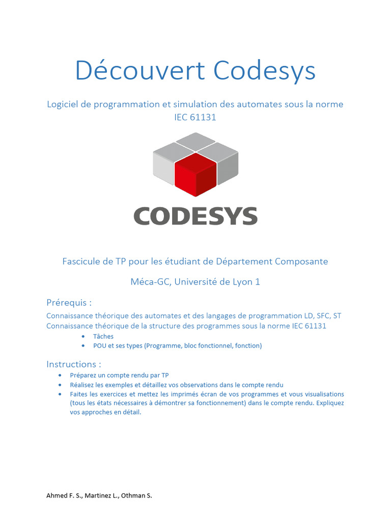 Fascicule Codesys | PDF