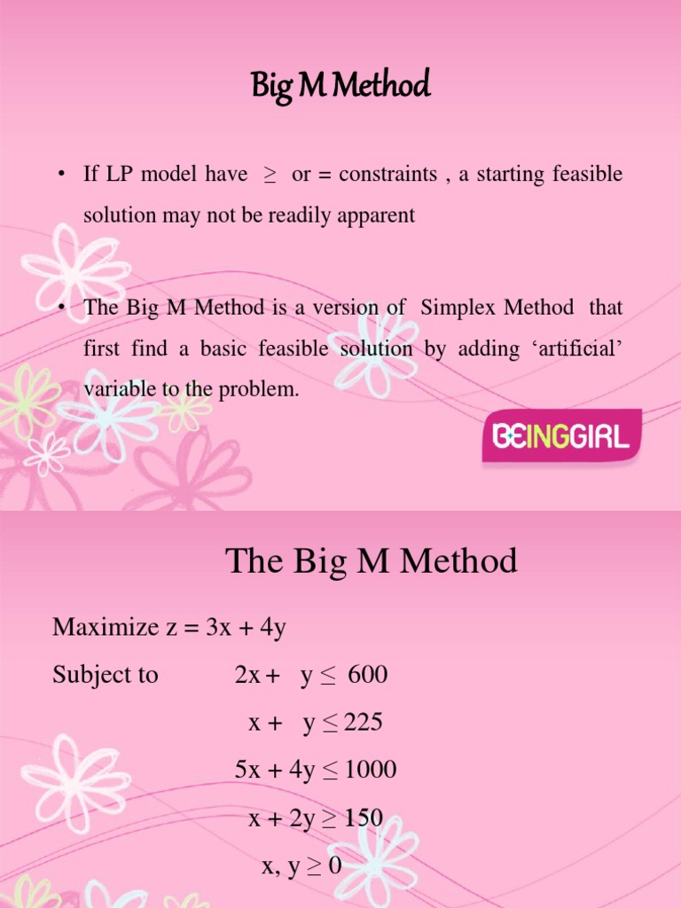Big M Method | Mathematical Sciences | Mathematical Problem Solving