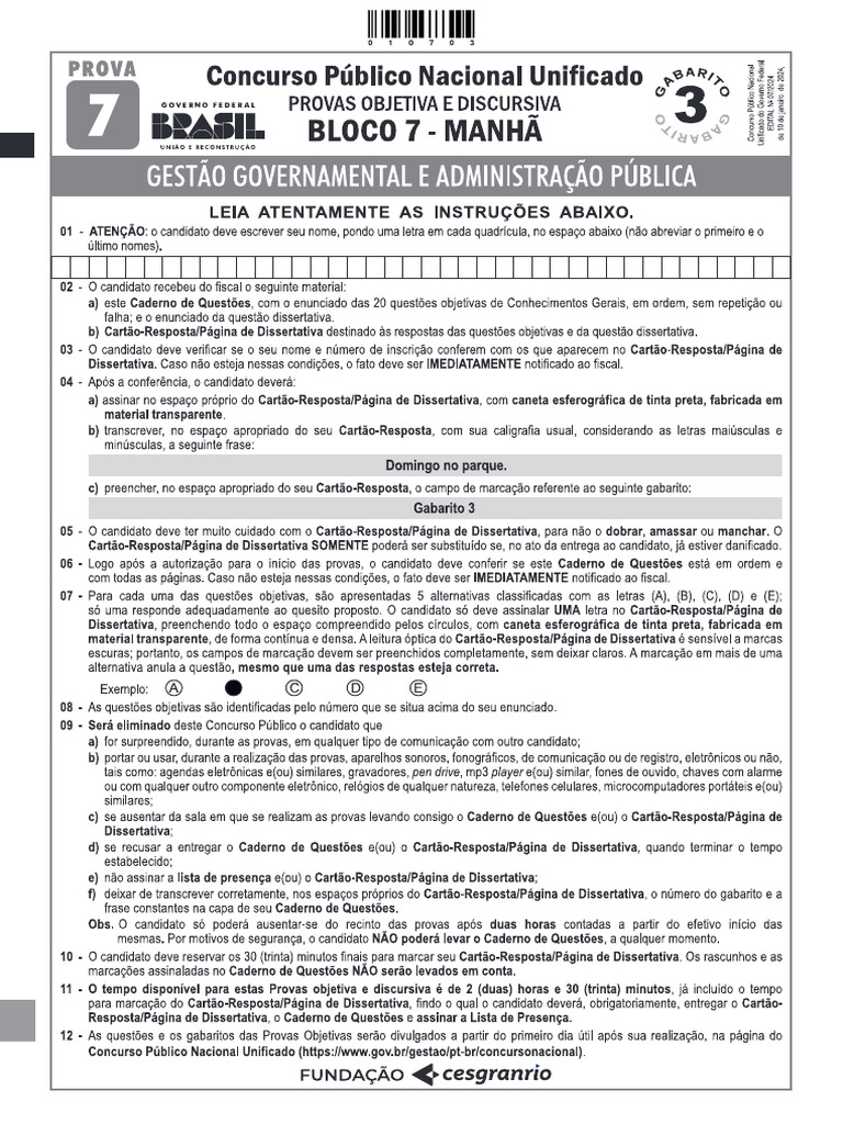 Cnu Prova Conh Gerais Gab 3 | PDF