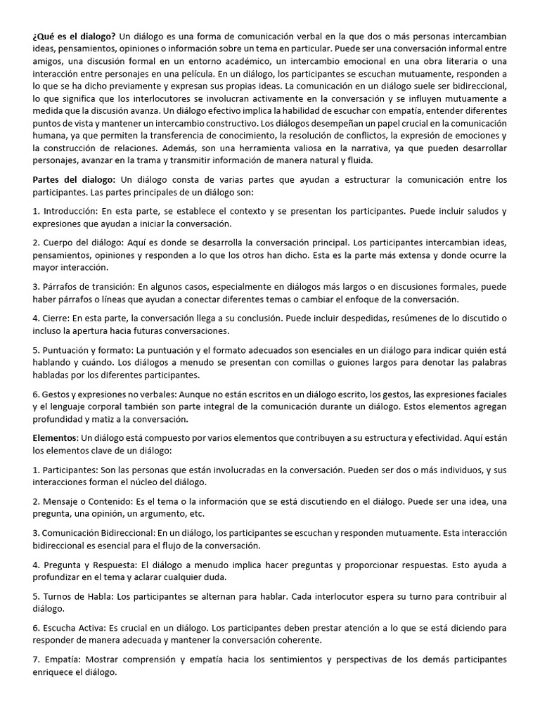 ¿Qué Es El Dialogo | PDF