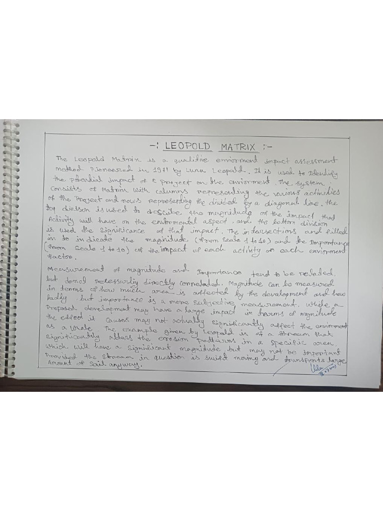 Leopold Matrix | PDF