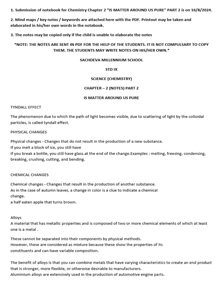 CLASS 9 C_2 IS MATTER AROUND US PURE PART 2 | PDF