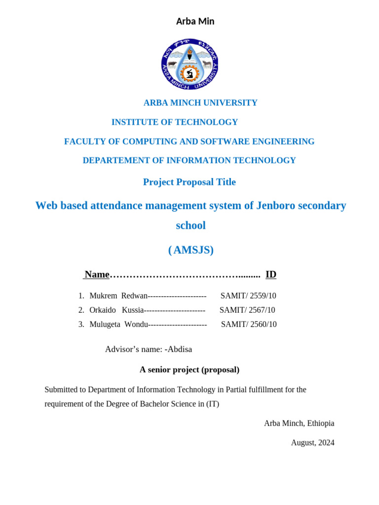 Web Based Attendance Mamagement System of Jenboro Secondary School | PDF Web Based Attendance Mamagement System of Jenboro Secondary School | PDF