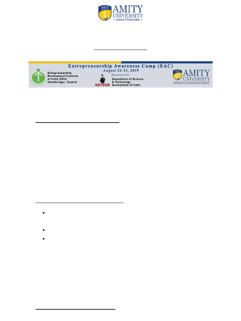 Amity University Chhattisgarh: Outcome Report of | PDF