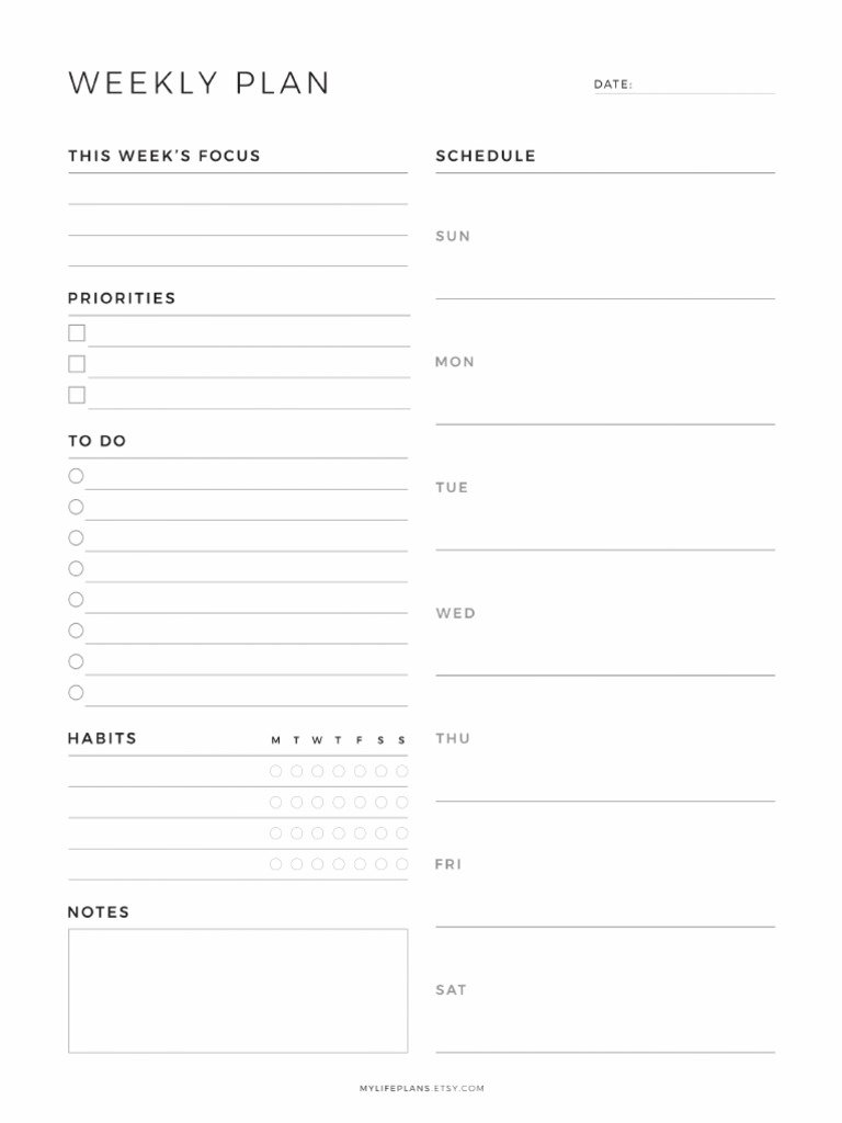 Weekly Plan Letter | PDF