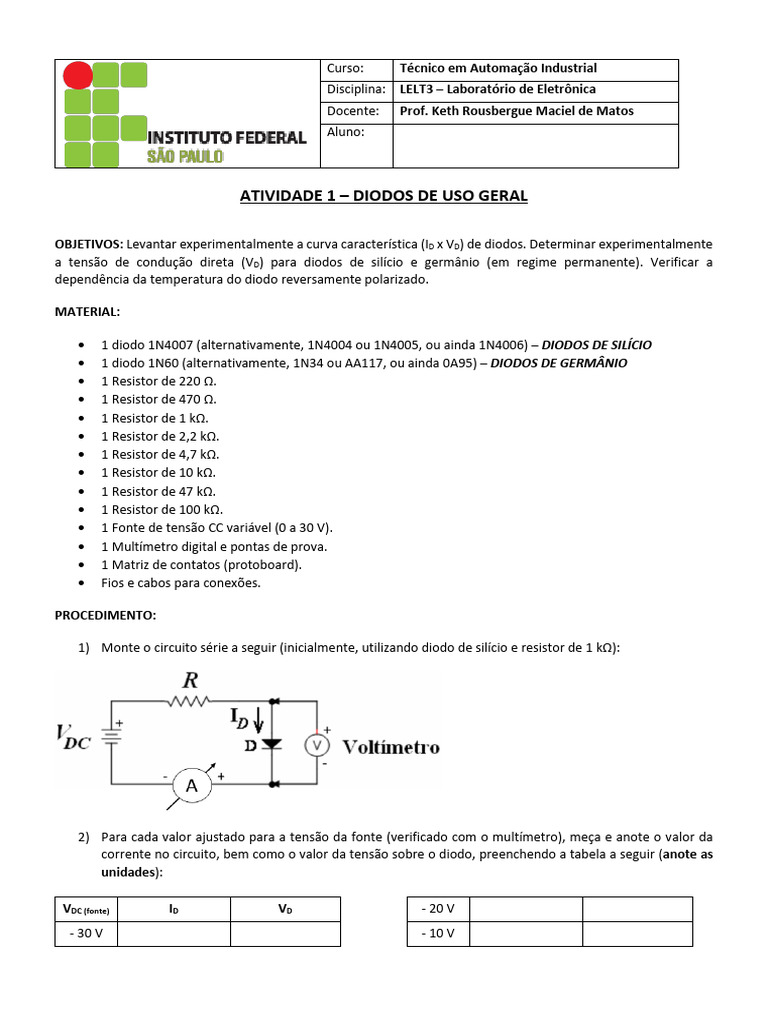 Eletronica Lab Ativ 1 | PDF