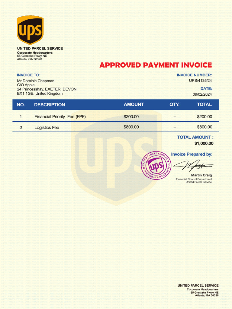 UPS Invoice and mail | PDF