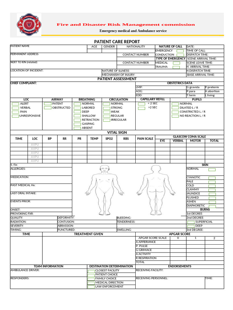 Patient Care Report PCR Form Final | PDF