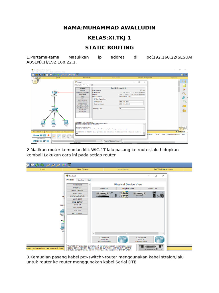 Static Routing Muhammad Awalludin XI - TK | PDF | Computers
