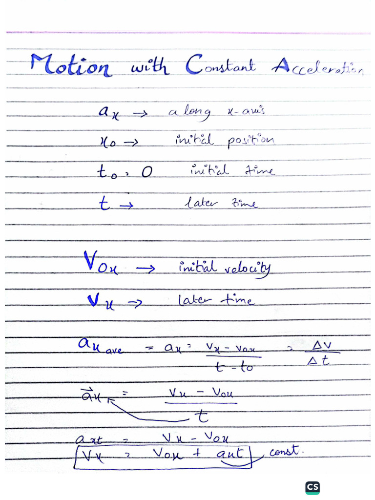 Motion With Constant Acceleration.. | PDF