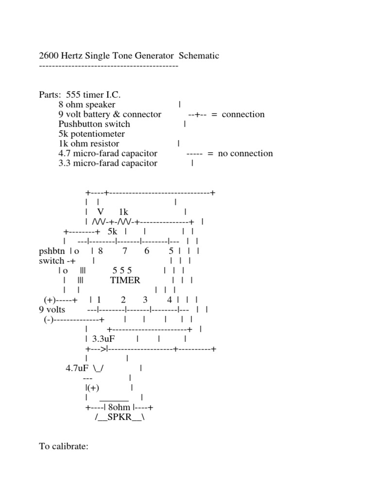 2600 Hz Tone Generator Schematic | PDF | Computers