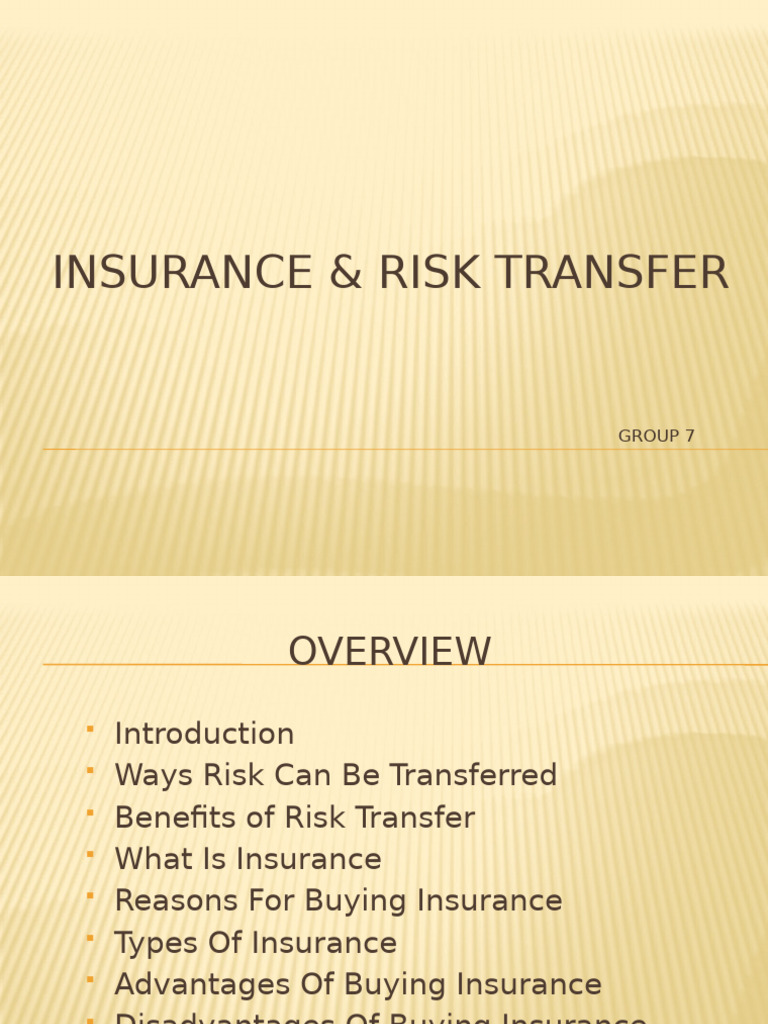 Insurance & Risk Transfer | PDF