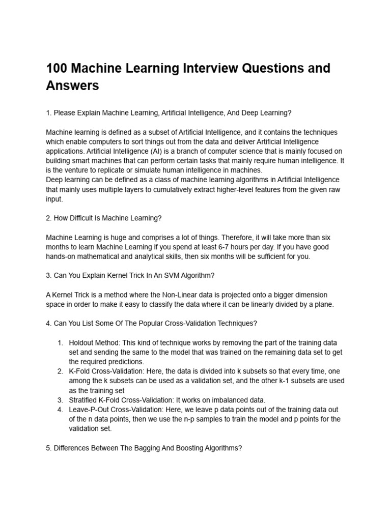 100 Machine Learning Interview Questions And Answers Downloaded From