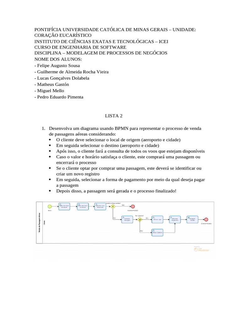 Lista 2 - Modelagem | PDF
