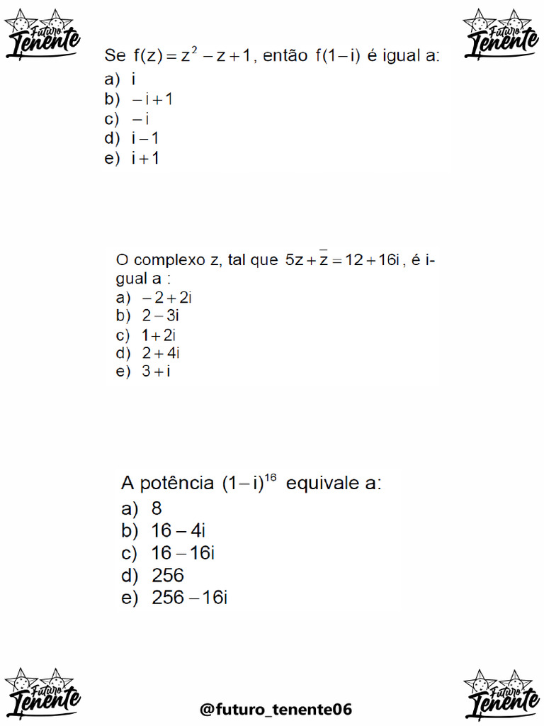 Lista Número Complexo | PDF