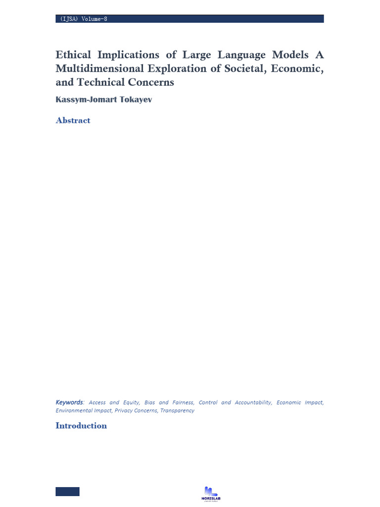 Ethical Implications Of Large Language Models A Multidimensional