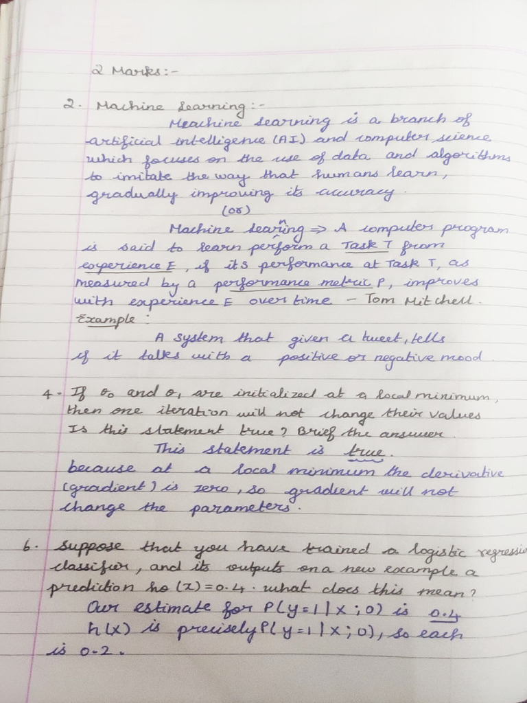 ML - QB (2 Marks) | PDF