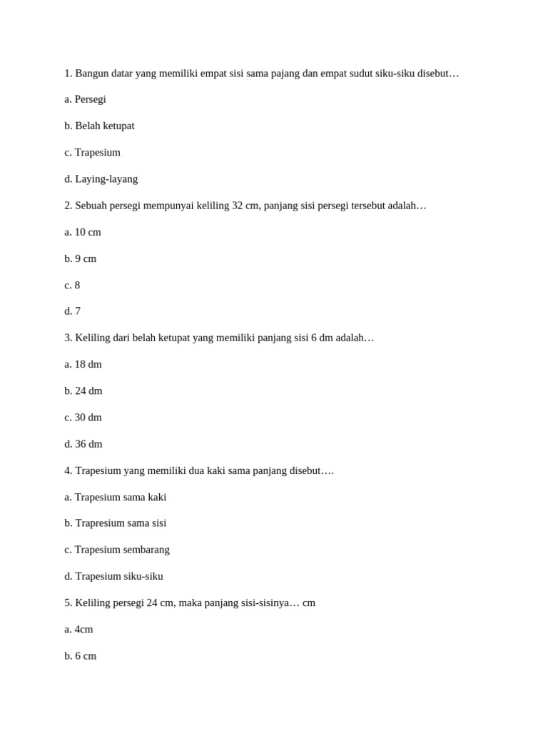 Soal Latihan SAT MTK | PDF | Home & Garden