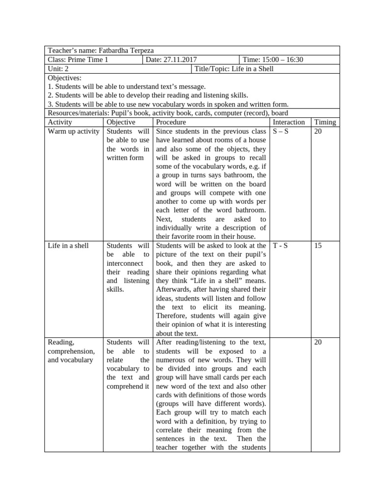 Lesson Plan - Ob | PDF