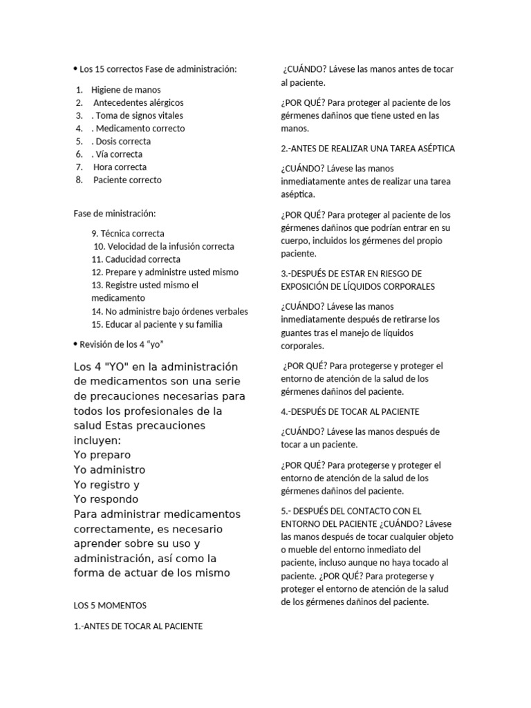 Los 15 Correctos Fase de Administración | PDF | Medicamentos con receta ...