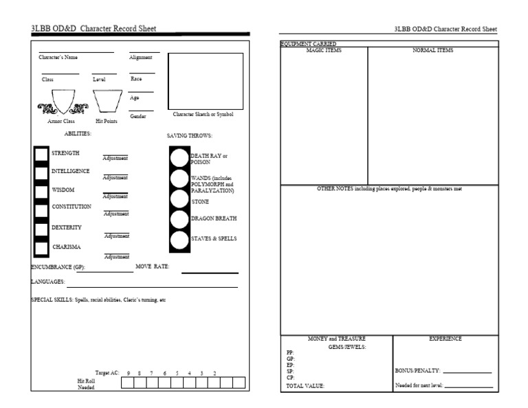 Odd 3lbb Charsheet | PDF