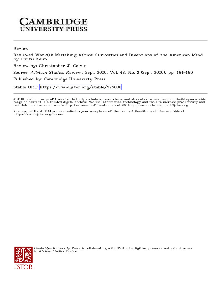 Colvin AfricanStudiesReview 2000 | PDF