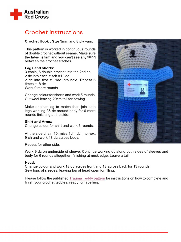 Free Trauma Teddy Crochet Pattern | PDF