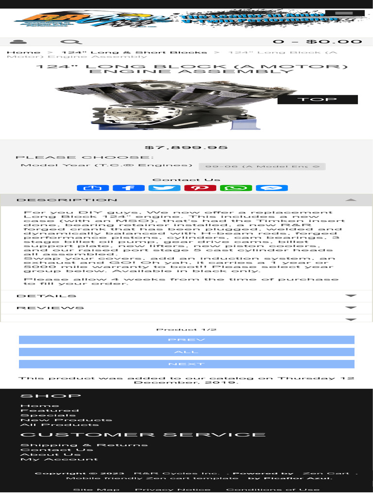 124 Long Block (A Motor) Engine Assembly - $7,899.95 Welcome To R&R ...