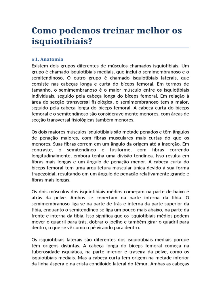 Como Podemos Treinar Os Isquiotibiais | PDF