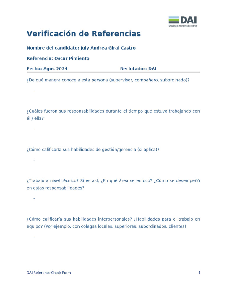 SP Reference Request AGiral_Oscar Pimiento | PDF